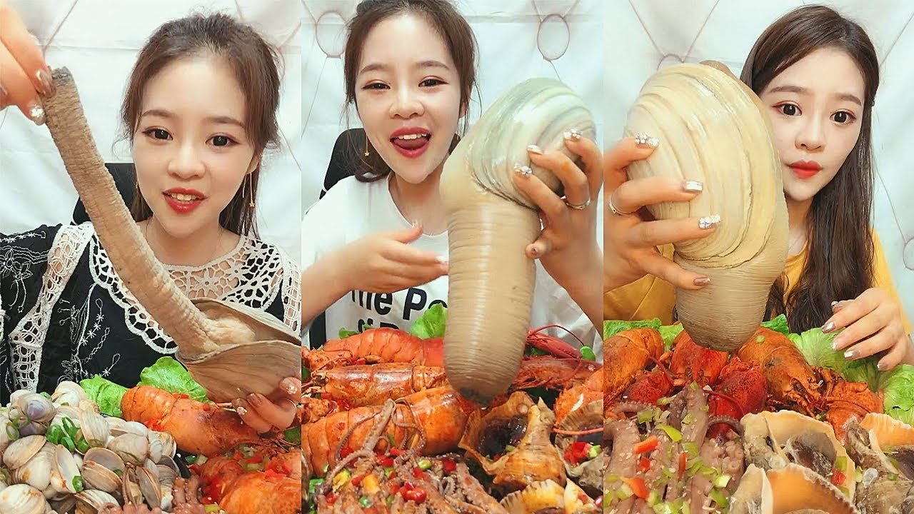 ต้ม กุ้ง กั้ง ปลาหมึก Beautiful fishermen eat and broadcast at the ...