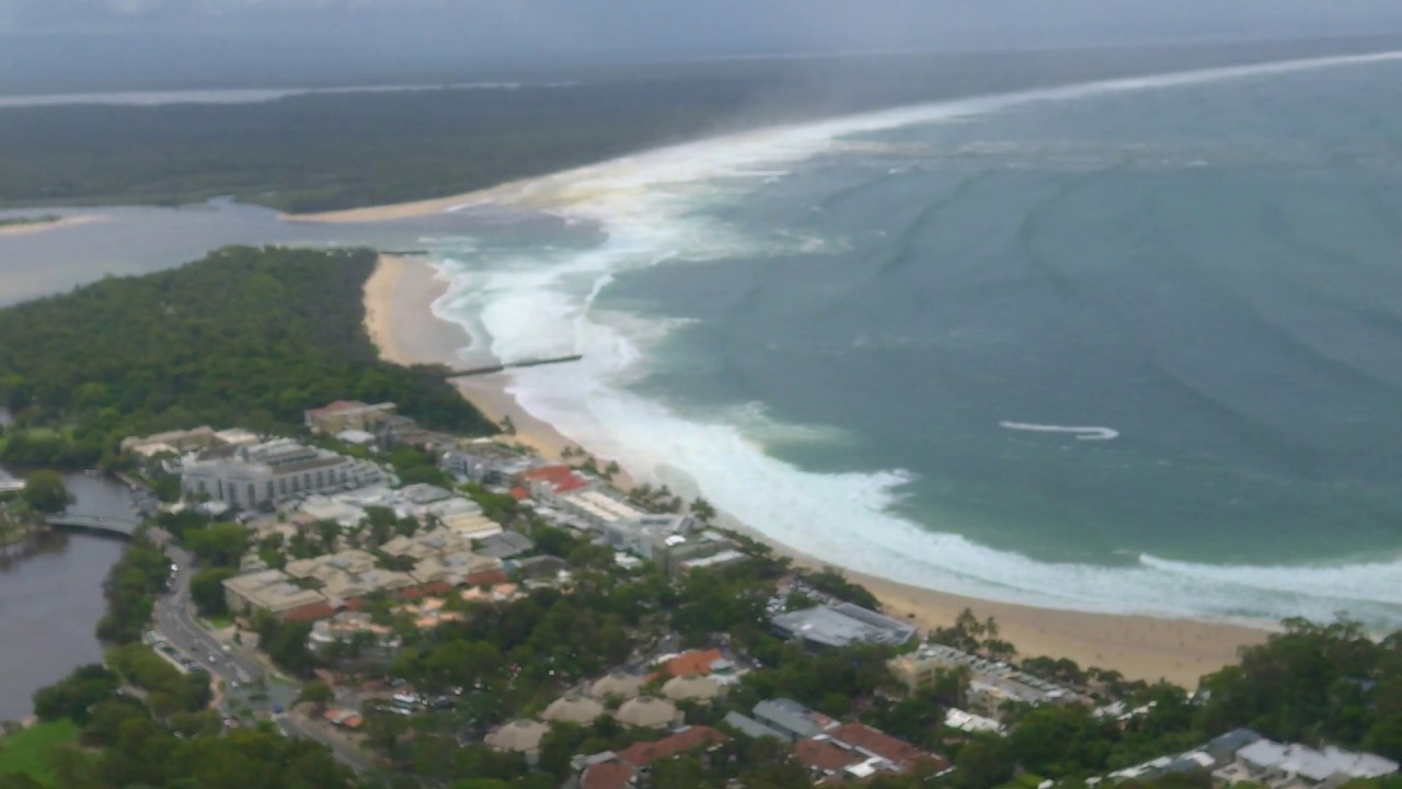 Cyclone Uesi Pumping Surf into Noosa Drone Overview + - YouTube