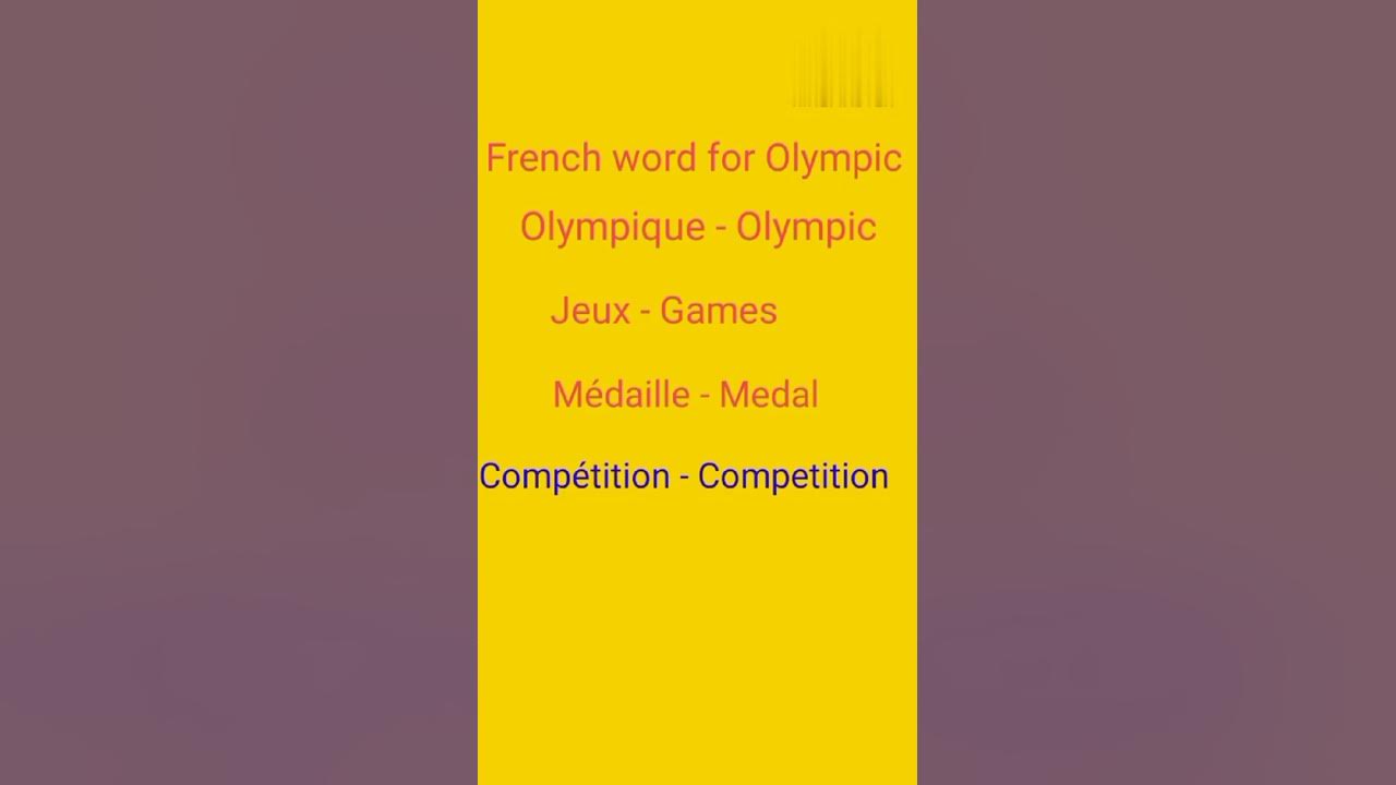 "Vocabulaire Olympique : Les Mots Clés des Jeux" "Olympic Vocabulary ...