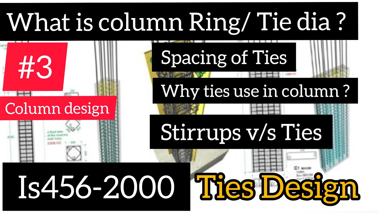 What is the spacing of Column ties or ring ? and minimum Dia of Ring ...