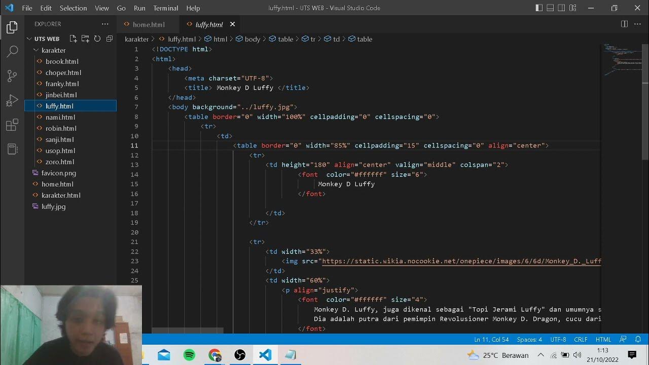 UTS PERANCANGAN WEB, MEMBUAT WEBSITE SEDERHANA MENGGUNAKAN HTML - YouTube