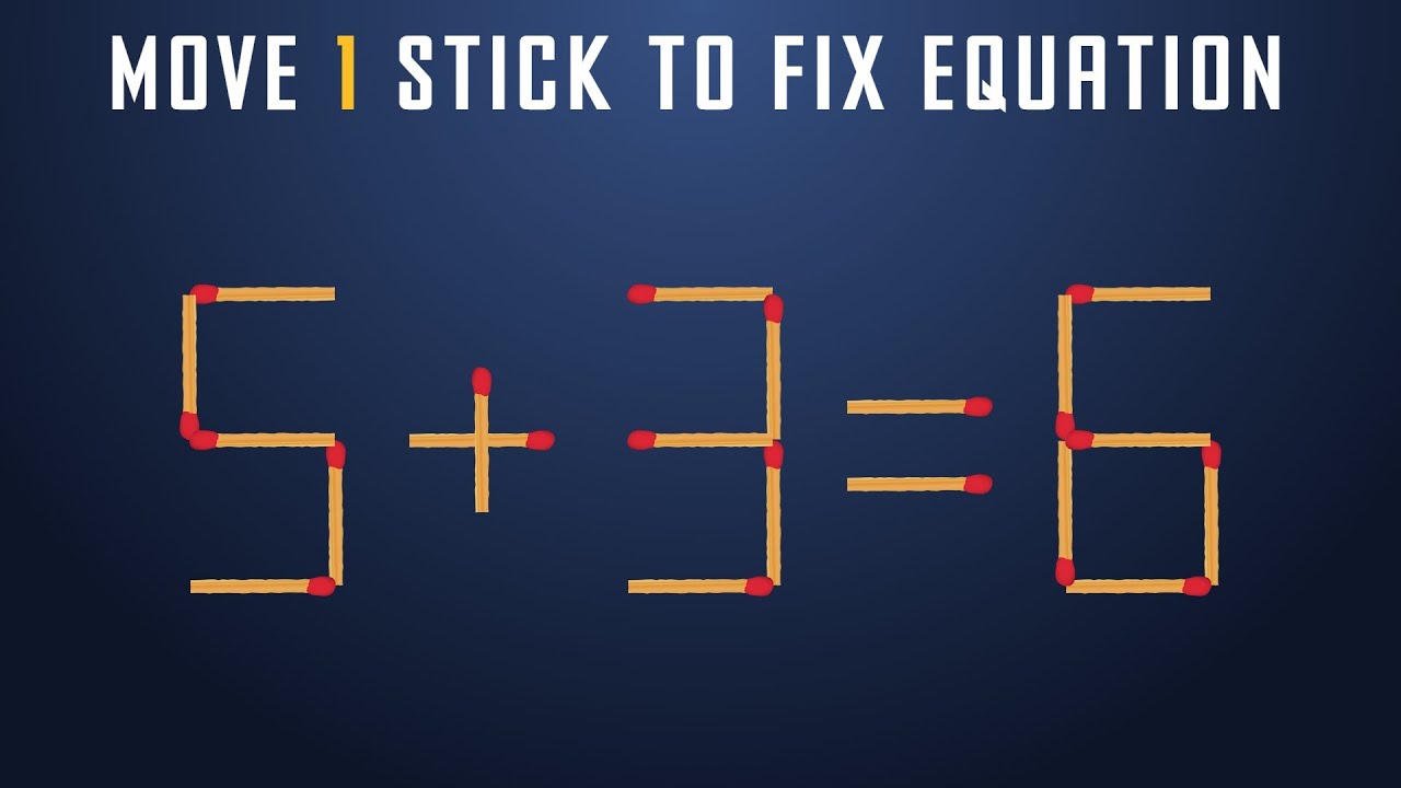 Tricky Maths Matchstick Puzzles With Solutions. Matchstick Equation ...