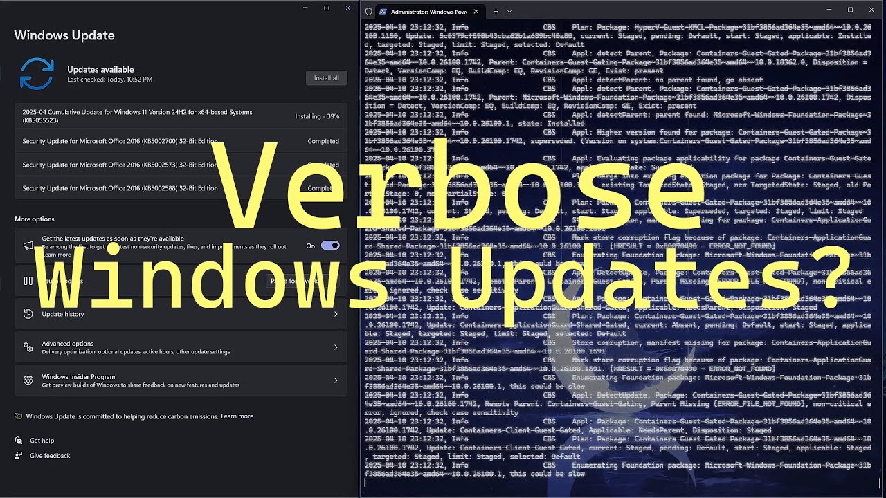 Verbose Windows Updates? - YouTube