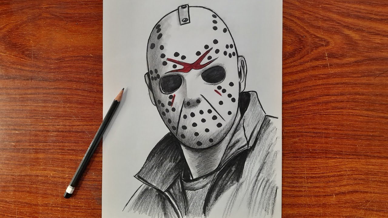 How to draw Jason Voorhees step-by-step | halloween stuff drawing - YouTube