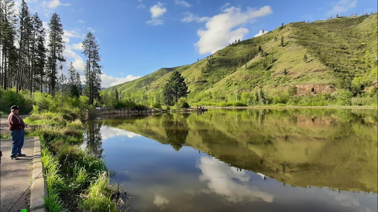 Fishing For Rainbow Trout At Rainbow Lake Tucannon Washington - YouTube