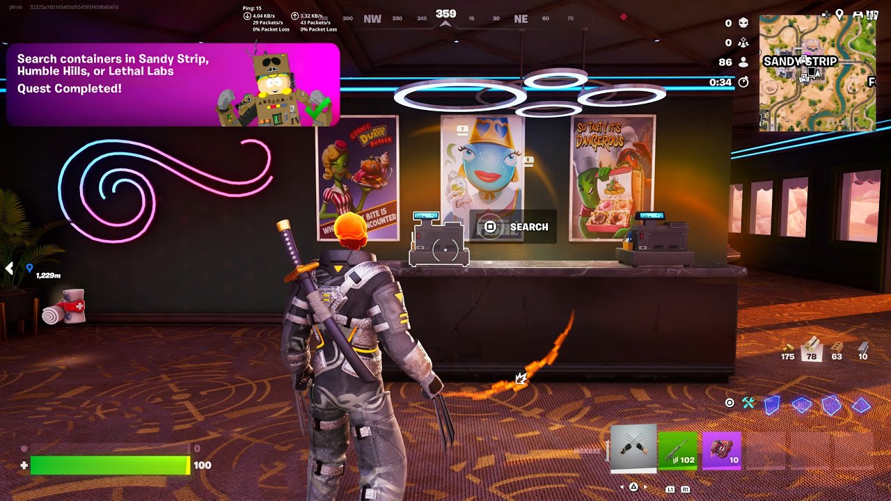 Fortnite - Search Containers In Sandy Strip Humble Hills Or Lethal Labs ...