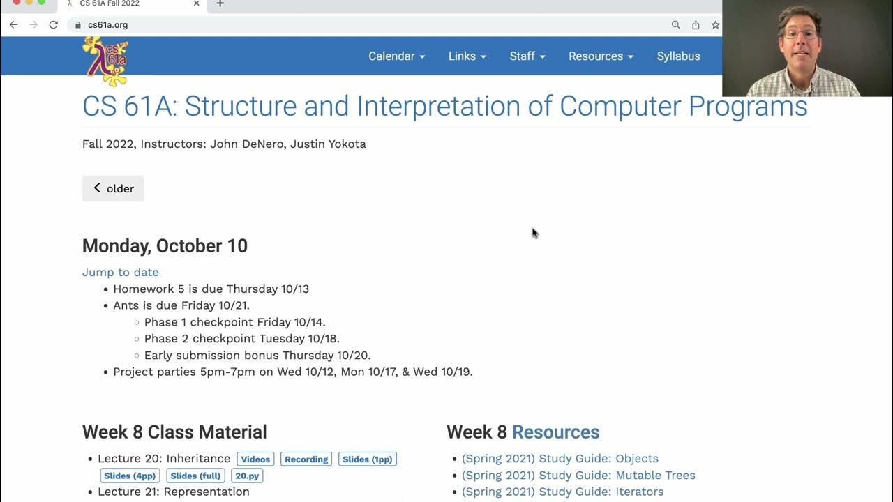 CS 61A Fall 2022 Lecture 21 Announcements - YouTube