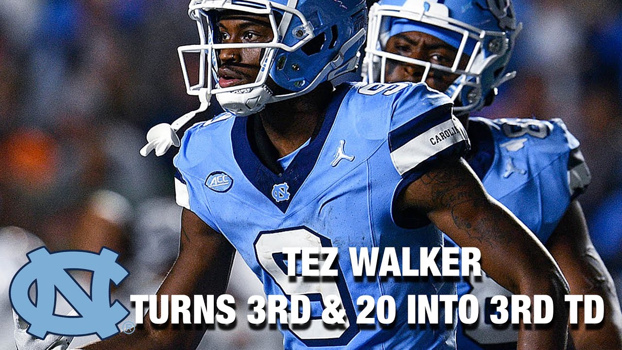 UNC WR Tez Walker Turns 3rd & 20 Into His 3rd TD Catch - YouTube