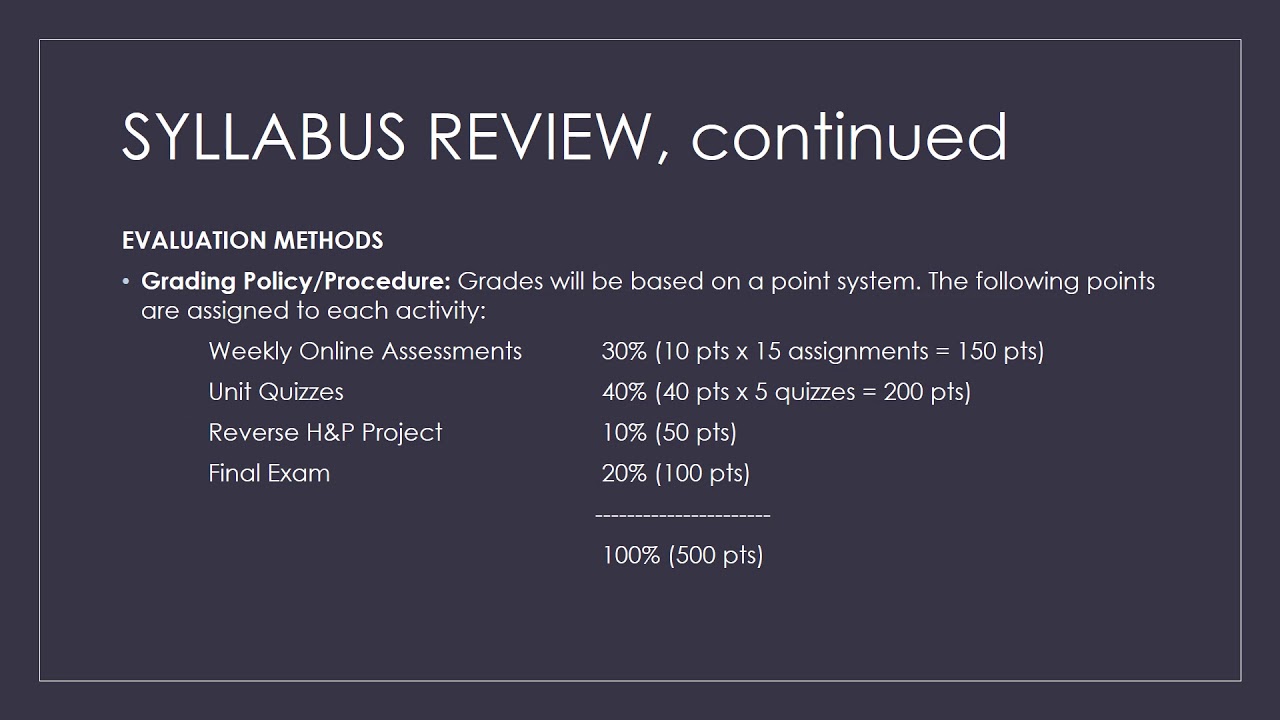 Syllabus & Schedule Review - YouTube