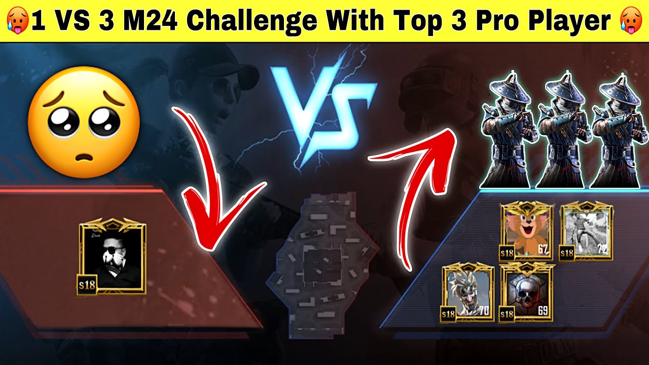 🥺1 Vs 3 M24 Challenge With Top 3 Pro Player || 1Vs3 Tdm Match || 1Vs3 M24 Challenge || M24 Tips ...