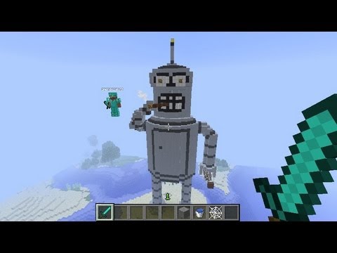 Minecraft pixel art 3d bender futurama H2o - YouTube
