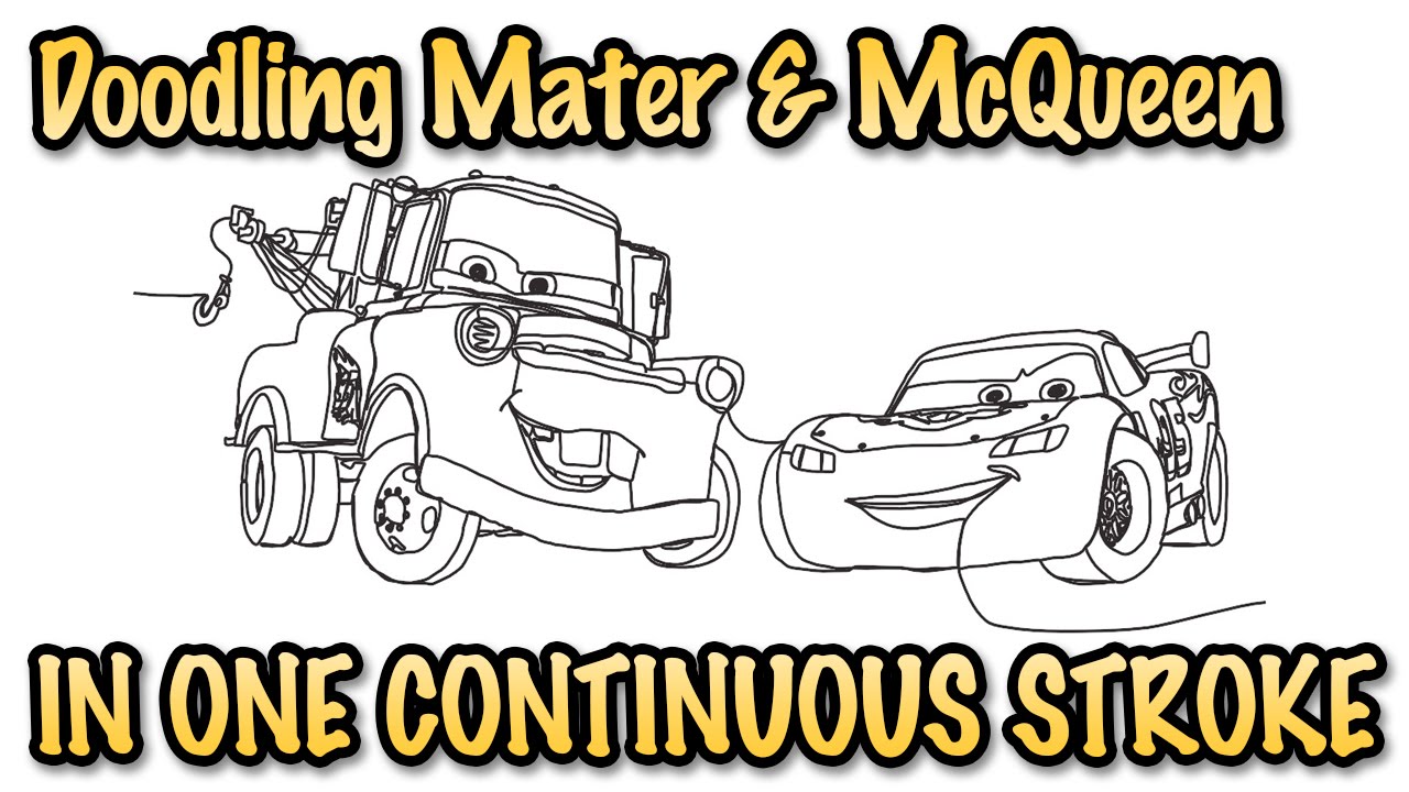 Lightning McQueen & Mater Doodle in One Stroke - YouTube