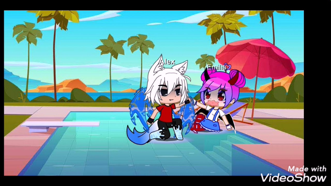 Emilia and Alex in the pool( gacha club) - YouTube