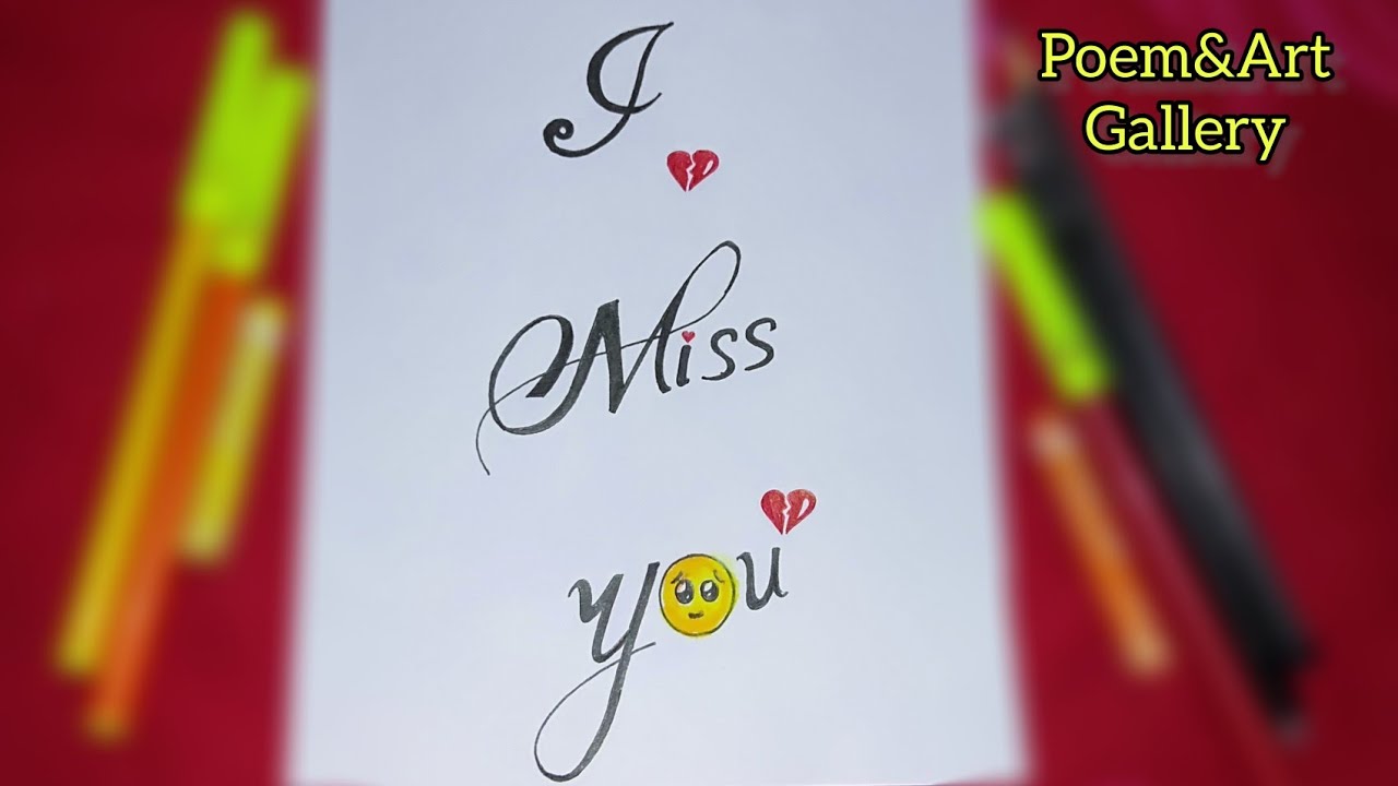 I miss you drawing || how to draw broken heart || how to write i miss ...