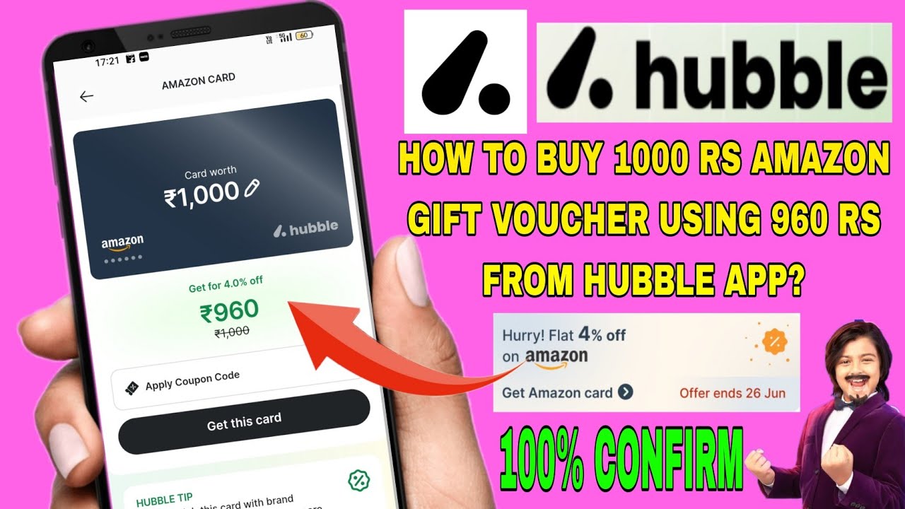 Hubble app flat 4% off on amazon gift card | How to purchase gift card from hubble app - YouTube