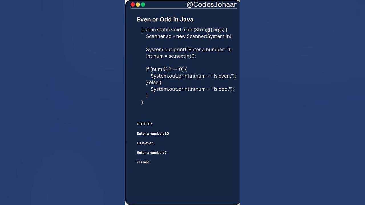 Even Odd In Java Javatutorial Java Education Programming Beginners Codingforbegginers 