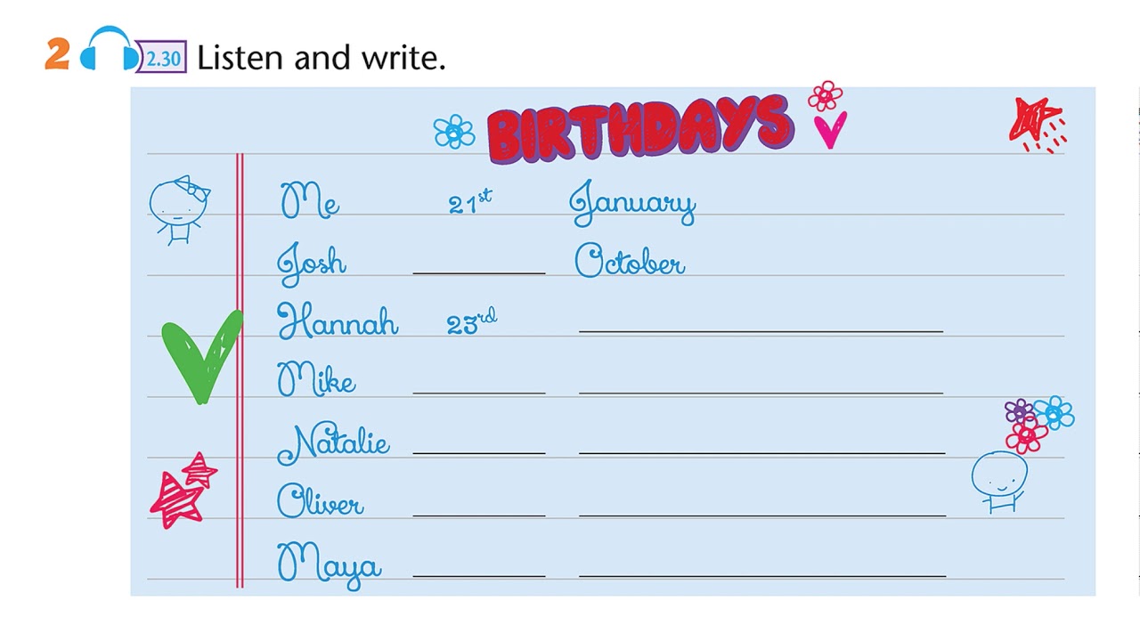 Listening ordinal numbers birthday kids2 - YouTube