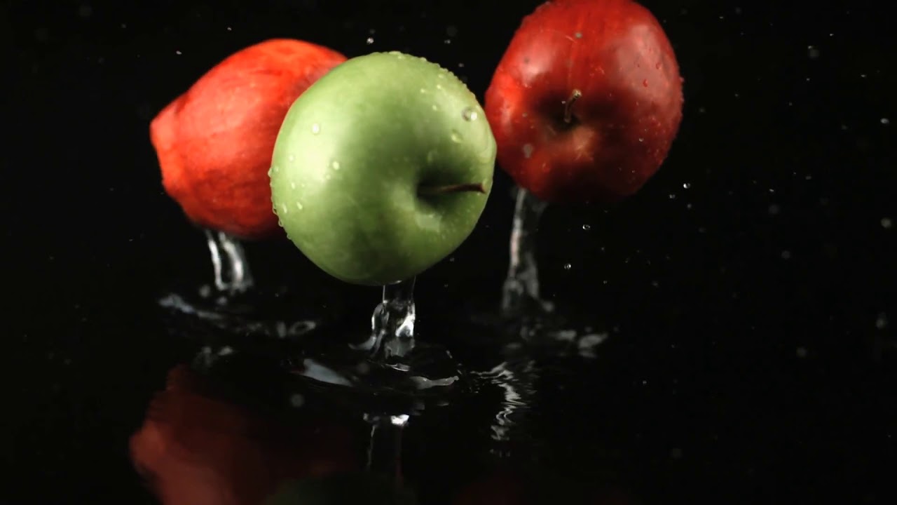 Free Slow Motion Footage_ Fresh Apple Splash - YouTube
