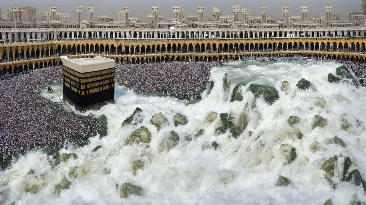 Mecca now! Doomsday storm in the Kaaba! The wind speed reaches 250 km/h ...