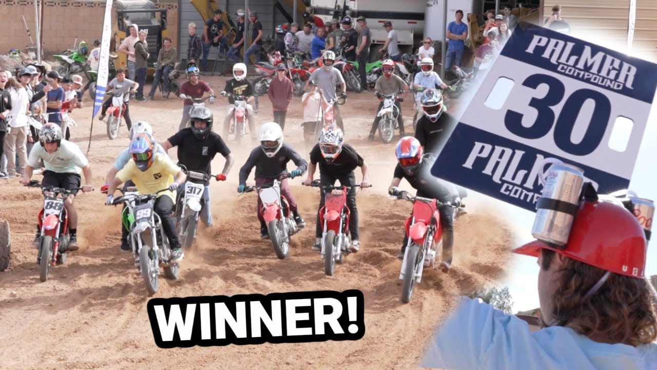 MASSIVE PITBIKE RACE AT THE PALMER COMPOUND! FREE DIRT BIKE GIVEAWAY ...