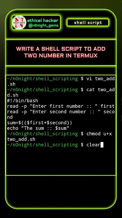 Shell Script To Add Two Number Shellscripting Bashscripting Nonightgams Addition Shells