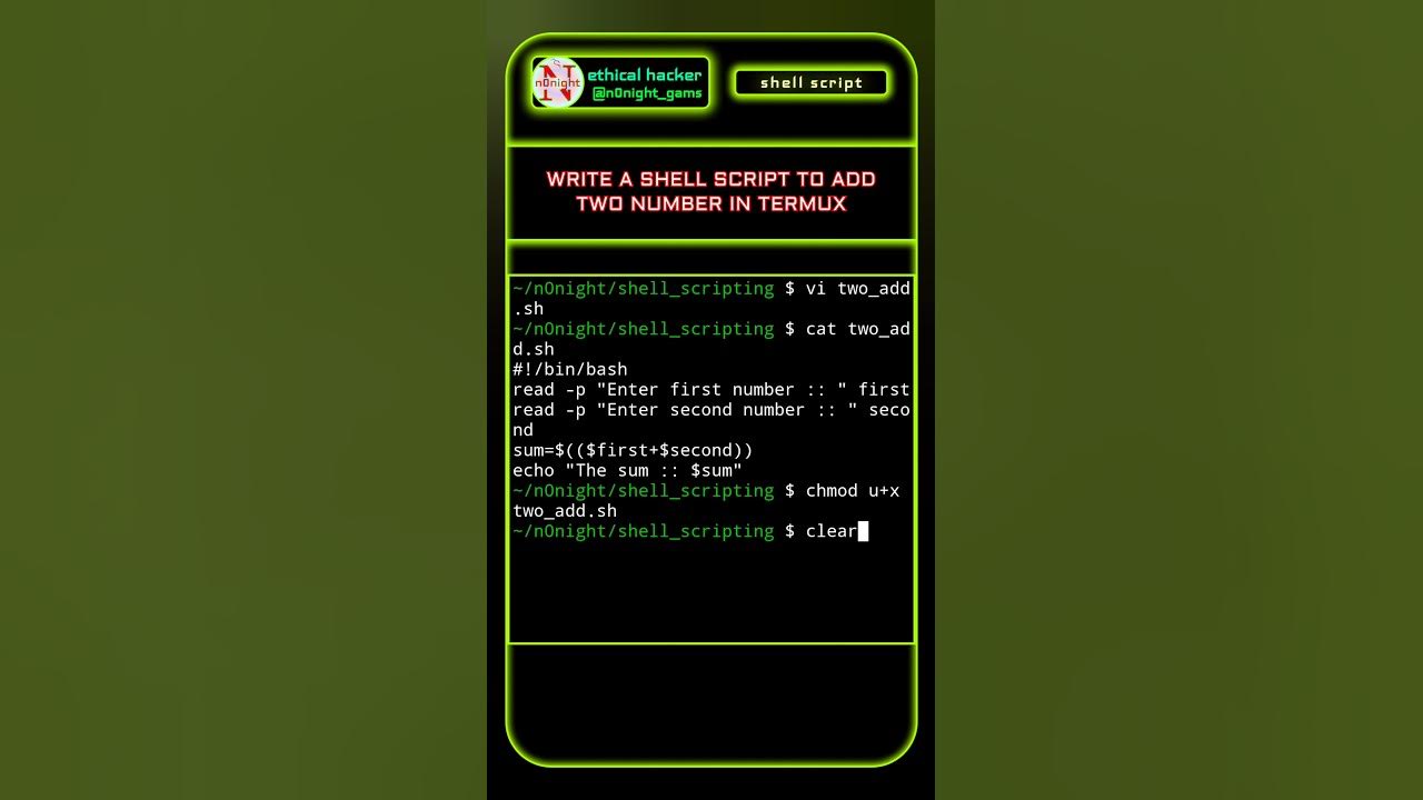 Shell Script To Add Two Number Shellscripting Bashscripting Nonightgams Addition Shells