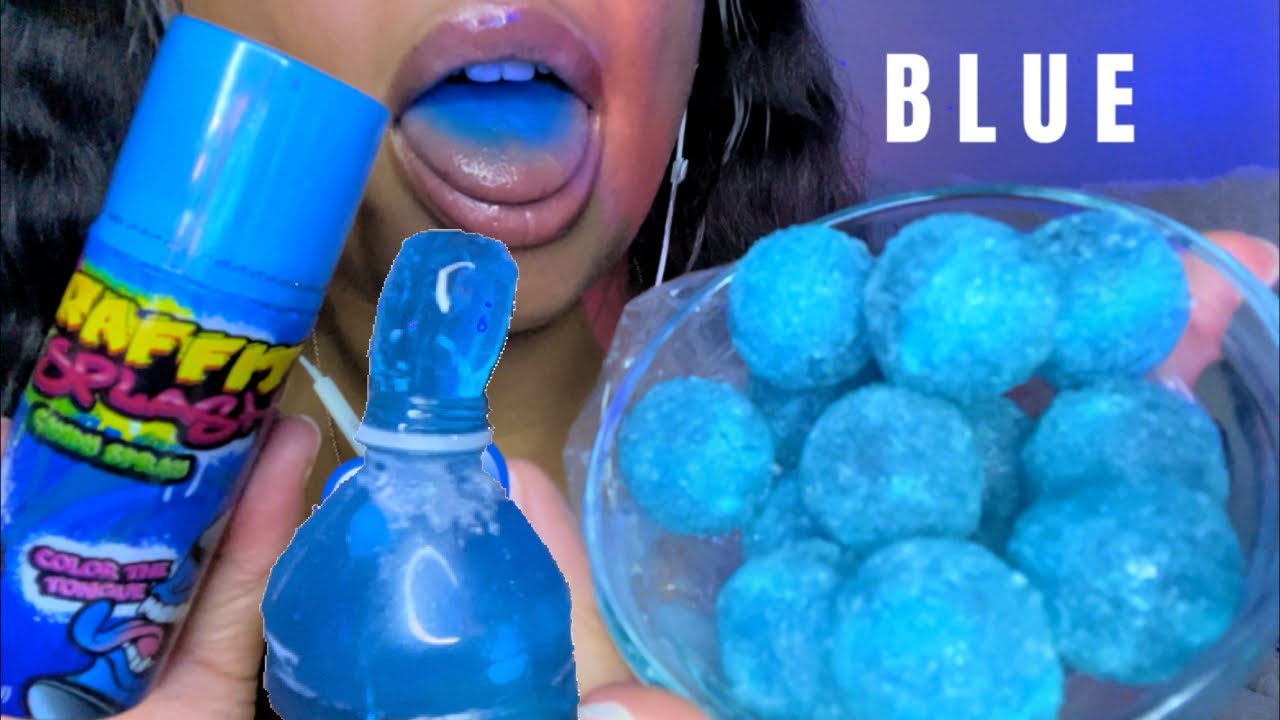 ASMR | Eating BLUE Candies In Your 👂🏽 💙💦💎💤🥏💧 ️🥶 (no talking) - YouTube