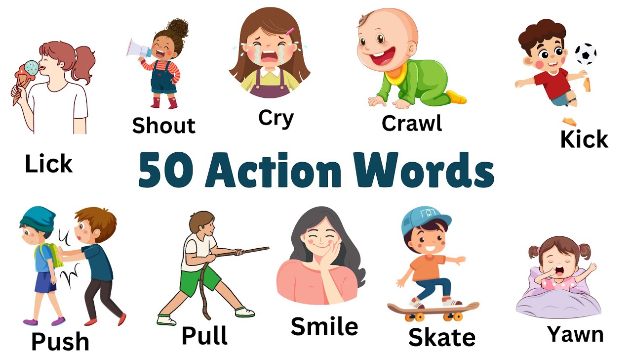 50 Action Words | Daily use action words| Educational Video | Joy Kids ...