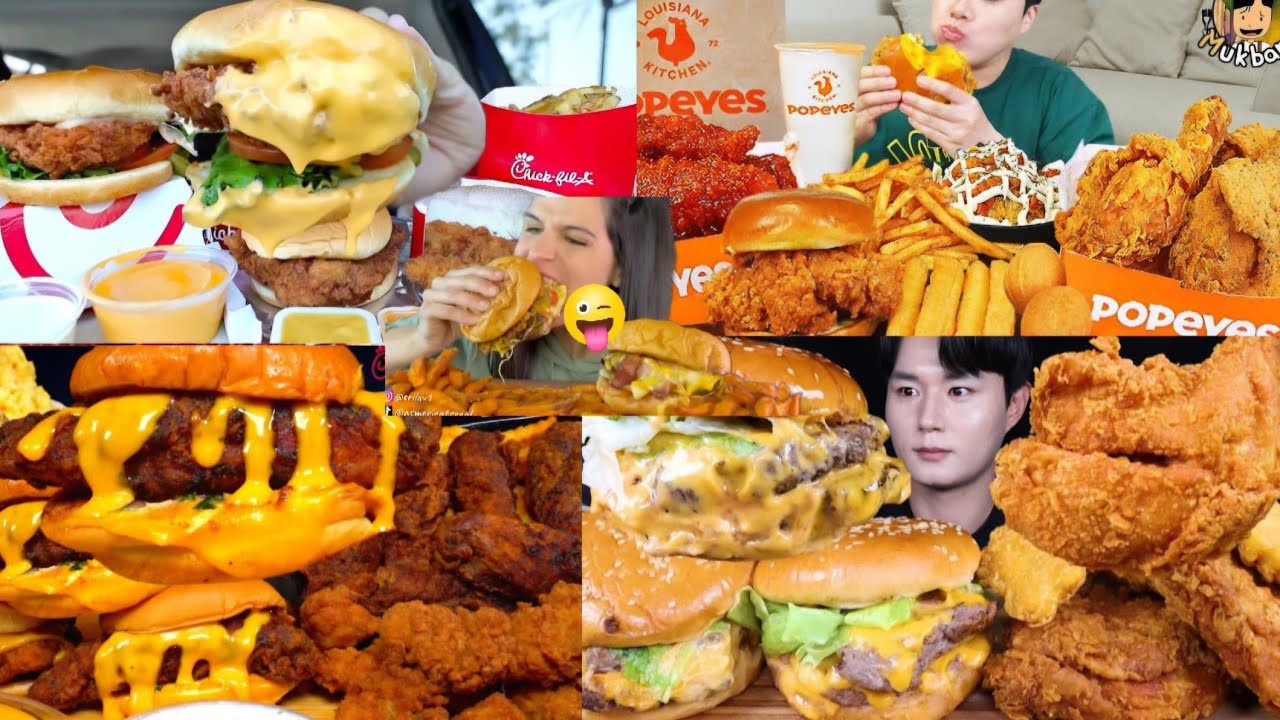 fast food Extra cheese burger asmr mukbang //bigbite eating sound ...