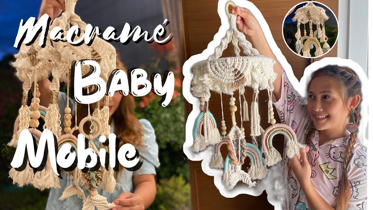 DIY: HOW TO MAKE MACRAME BABY MOBILE | Macrame Fish and Rainbow - YouTube