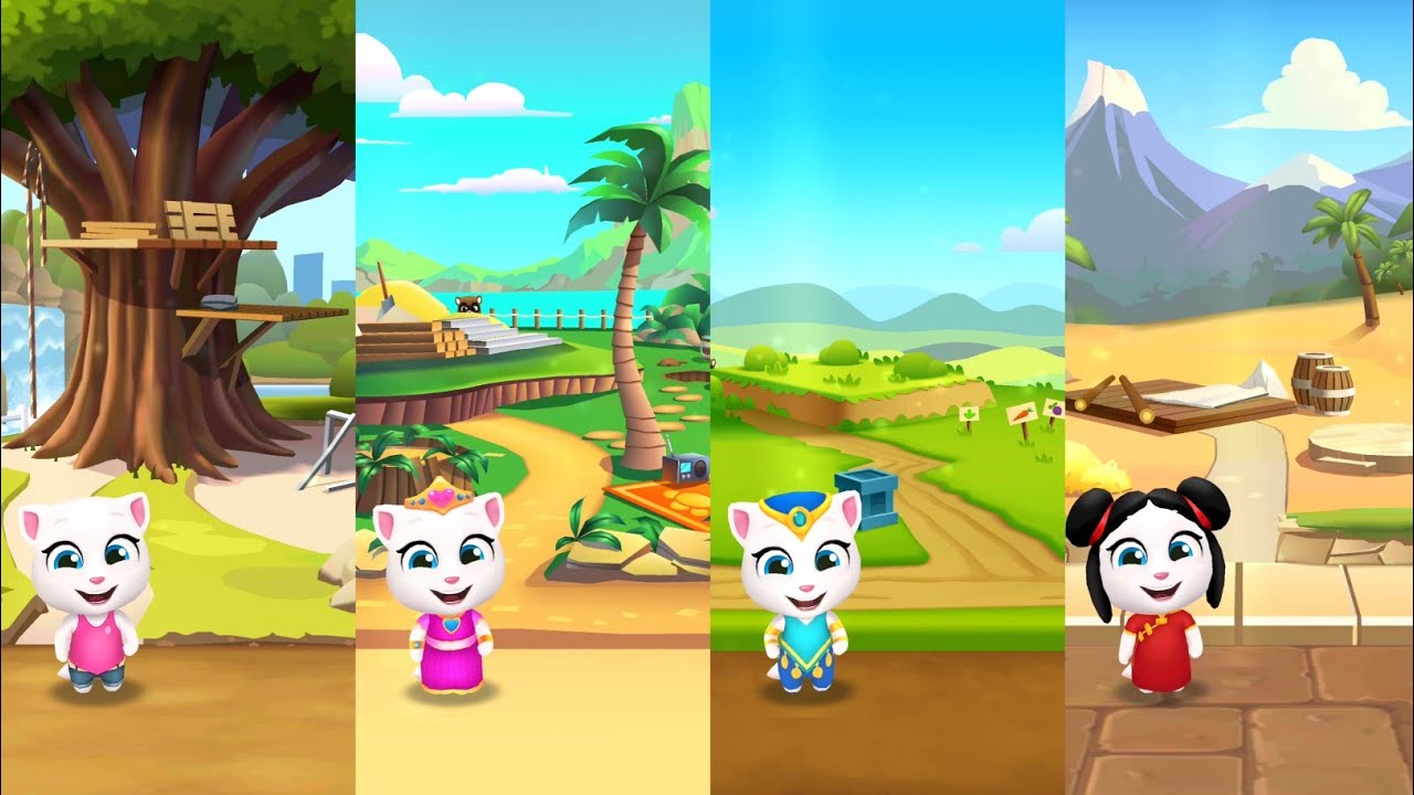 Talking Tom Gold Run Talking Angela vs Princess Angela vs Genie Angela ...