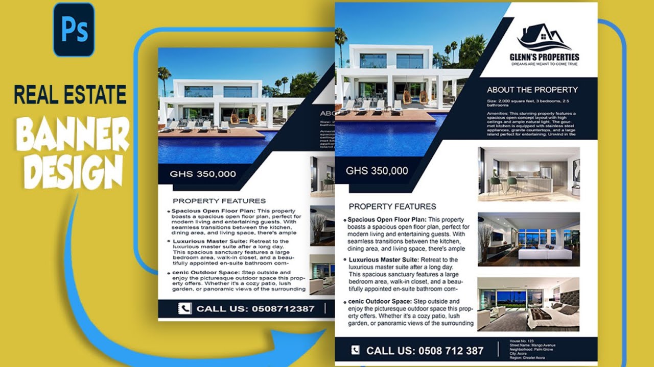 Captivating Real Estate BANNER Design with PHOTOSHOP - YouTube