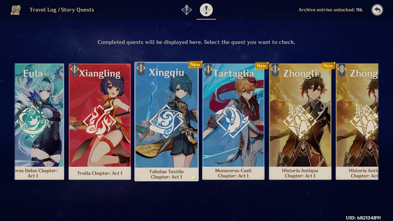 Xingqiu, Fabulae Textile, Chap Act 1 Travel Log, Story Quests, English ...