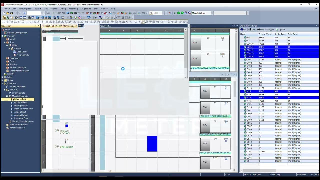 FX5U TCP Modbus Client and Server [ Demo_2] - YouTube