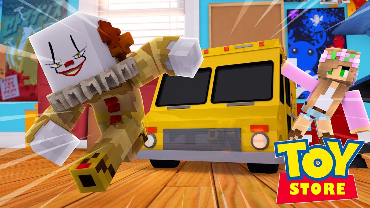 LITTLE KELLY FIGHTS IT THE CLOWN !!! Minecraft TOY STORE w/ Sharky ...