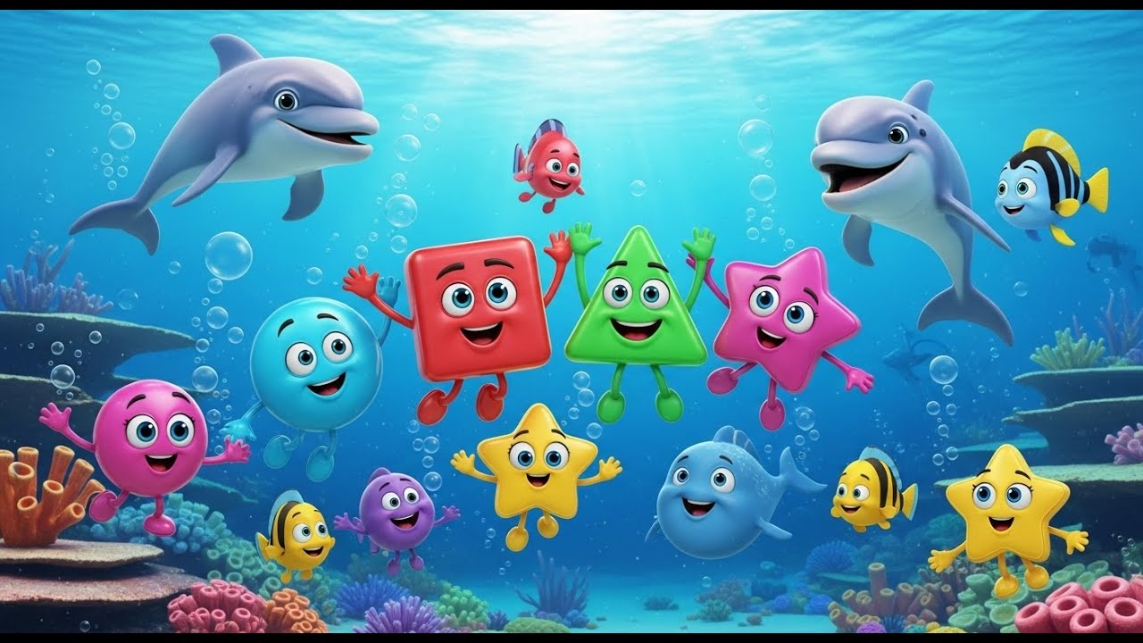 Learn Shapes at the Ocean Adventure 🐬🐠🌊 | Fun Shapes Song for Kids ...