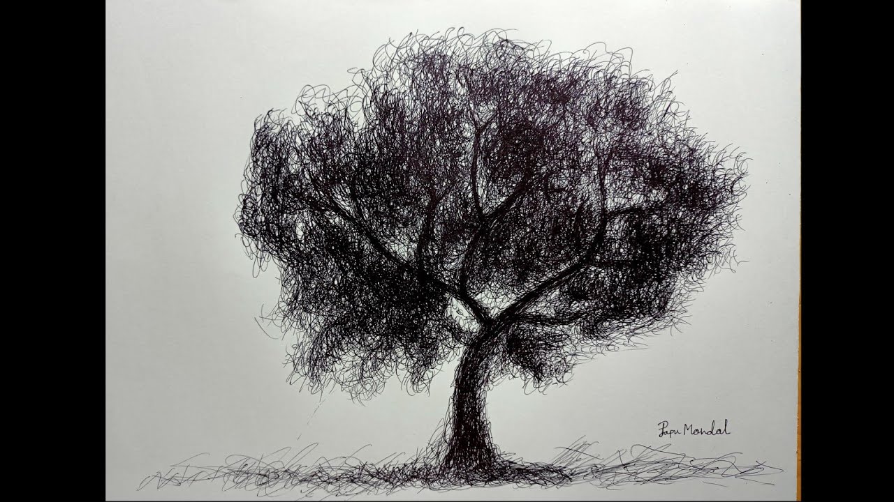 Drawing a Tree / Scribble Art / Ballpoint pen /Prabir art - YouTube