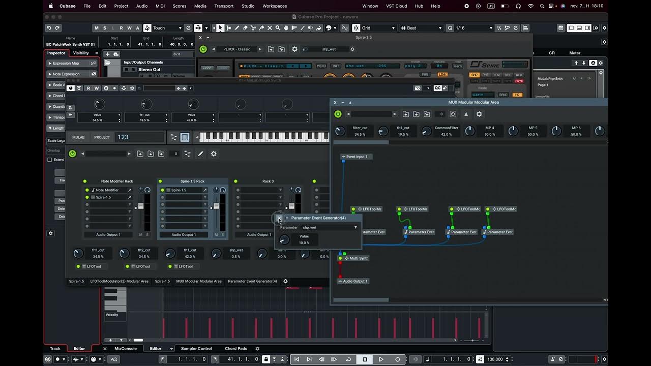 MUX (MuLab plugin9), xfer LFO Tool modulation routing and Cubase intergration part 2 in real ...