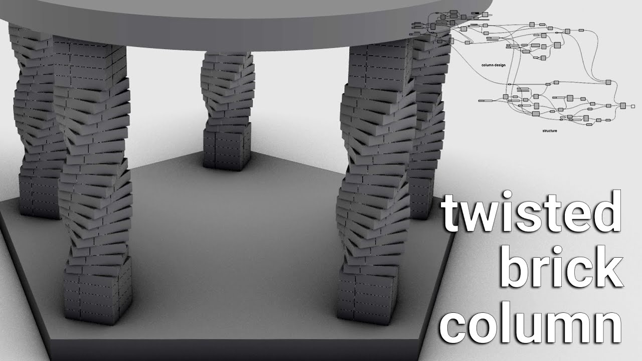 twisted brick column - Rhino Grasshopper parametric tutorial - YouTube