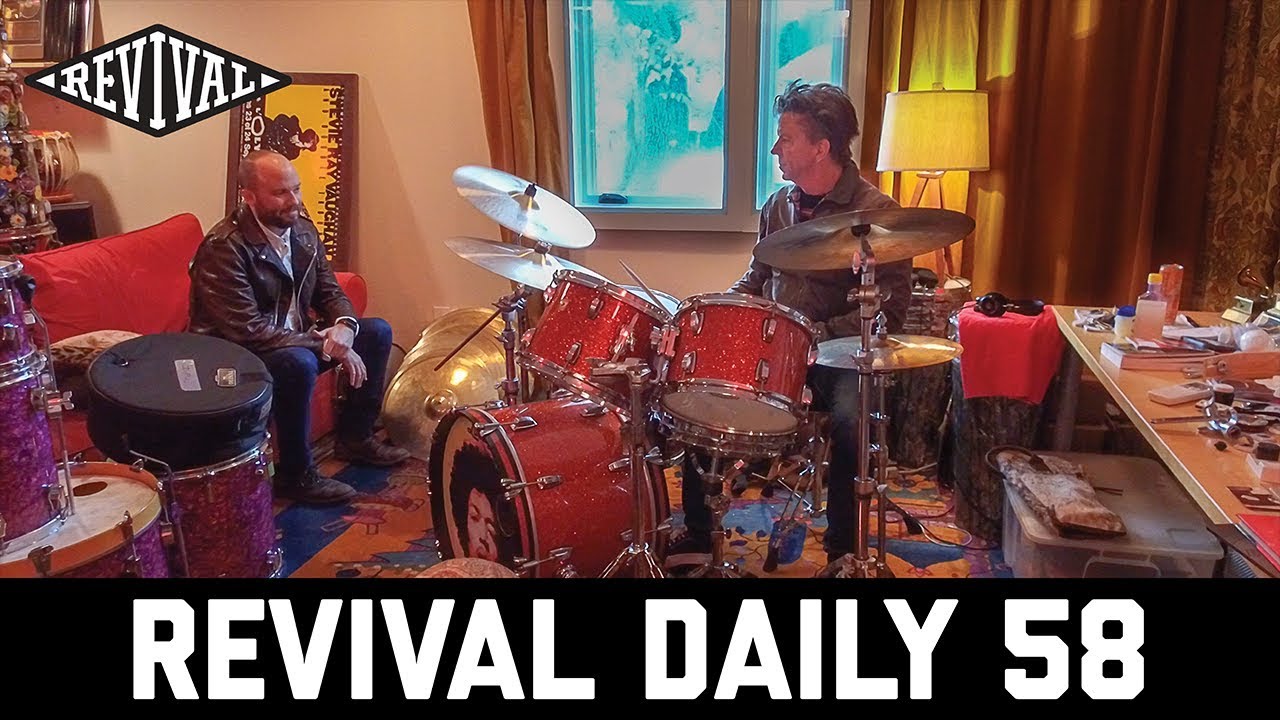 Stevie Ray Vaughan's drum kit with Chris Layton in his studio ...