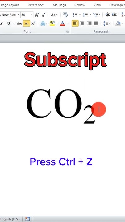 Shortcut key for subscript in MS Word. - YouTube