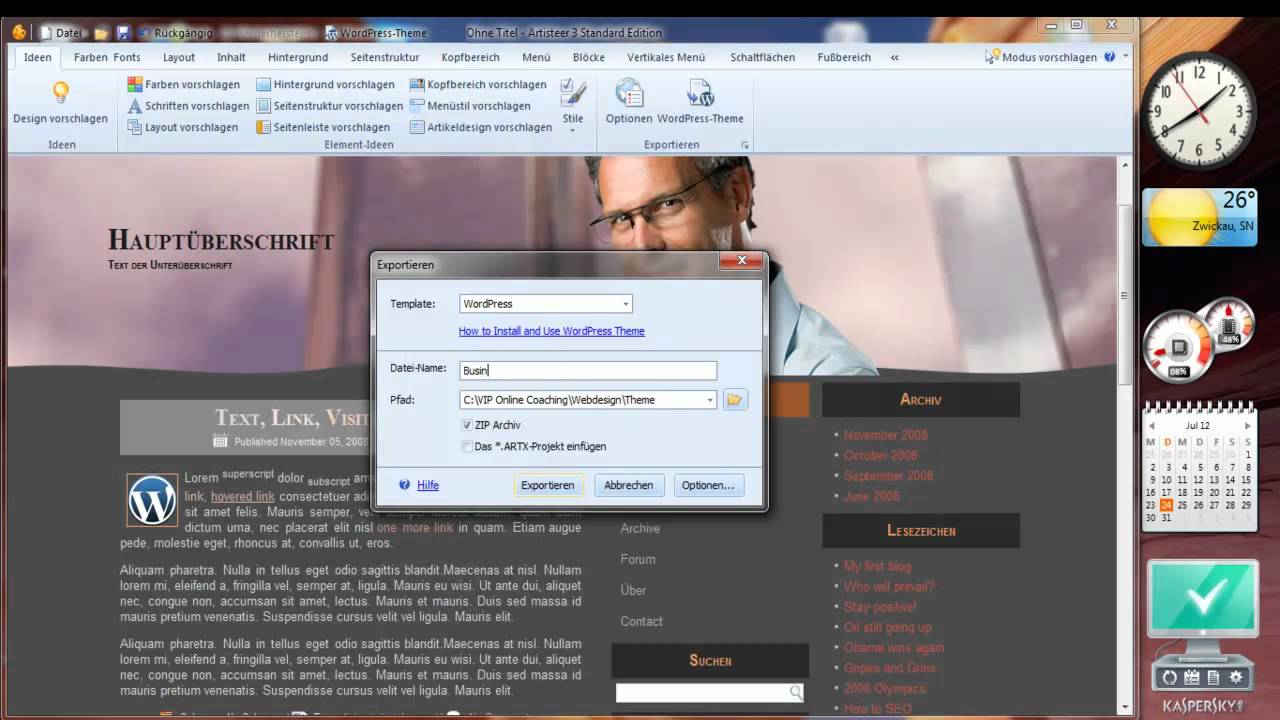 WordPress Theme erstellen mit Artisteer 3 - YouTube