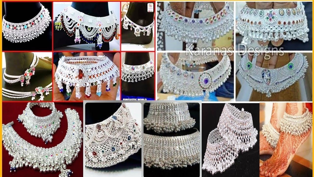 Latest bridal anklets design 2021| silver bridal payal design| silver ...