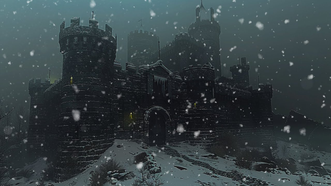 Eerie Howling Blizzard Sounds at a Cold, Dark Snowy Castle for Deep ...