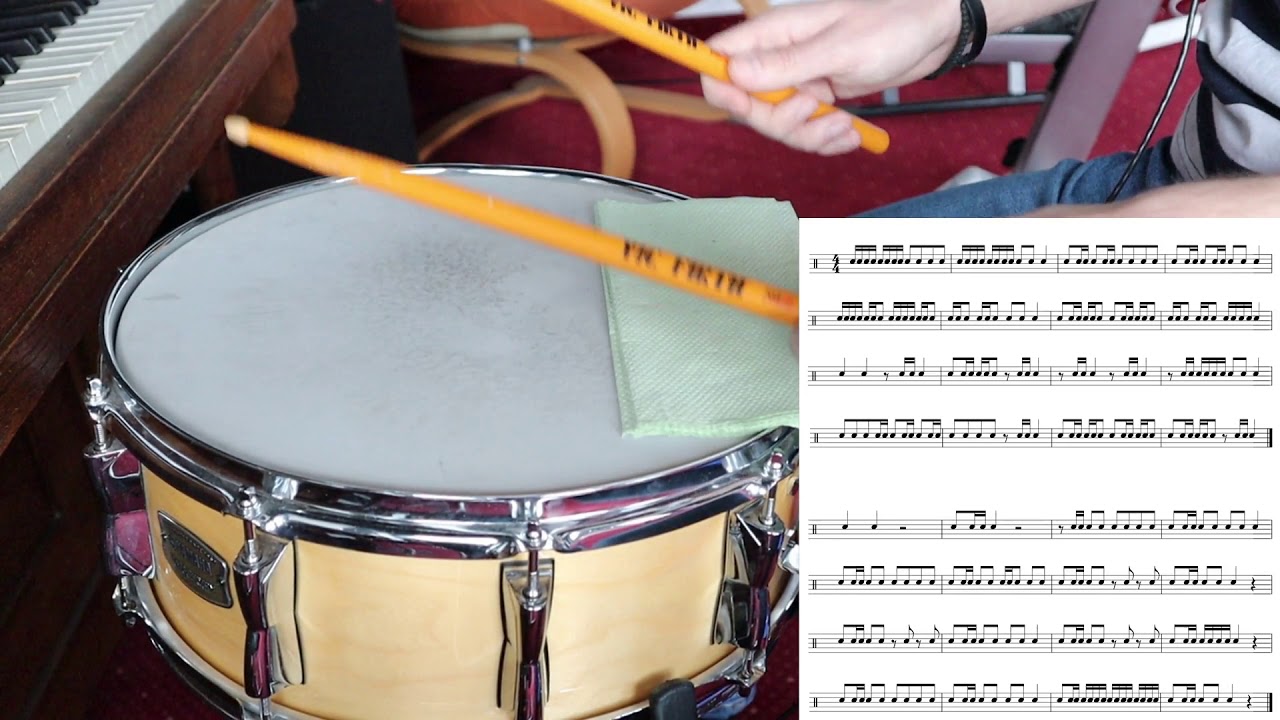 Snare Drum Exercise #8 Beginners | Studiul Nr.8 Incepatori Kevin Tuck ...