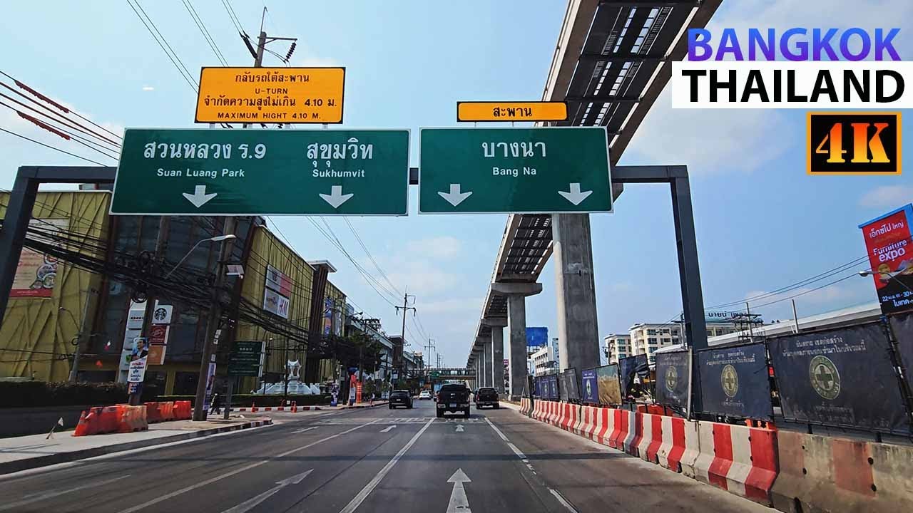 4k Bangkok Srinakarin Road, exploring road surface restoration of the ...