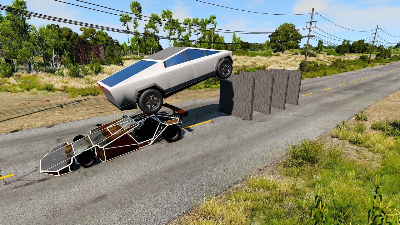 Cars vs Brick Wall – BeamNG.Drive - YouTube