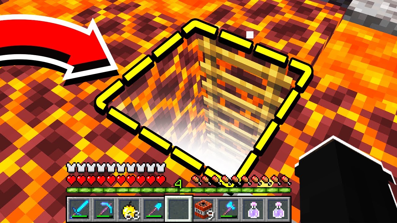 we made a SECRET Minecraft Base underneath a MAGMA Lake! (Hide or Hunt ...