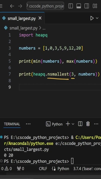 Find the N-smallest and N-largest numbers in Python #python #pythontutorial #shorts - YouTube