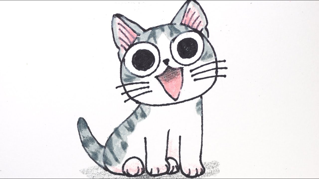 How to draw Kitten #002 (Chi’s Sweet Home) 치즈 스위트홈 치(고양이) 손그림 그리기 チ-ズスイ ...